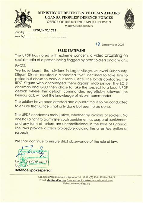 Press Statement UPDF