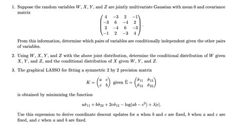 1 suppose the random variables w x y and z are