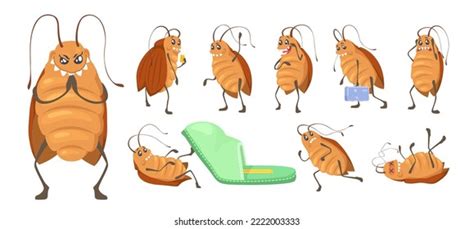 귀여운 바퀴벌레 벡터 만화 캐릭터 세트 스톡 벡터로열티 프리 2222003333 Shutterstock