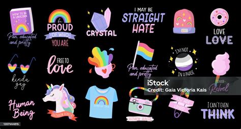 다채로운 Lgbtq 프라이드 프린트 아름답고 귀여운 평등 기호와 타이포그래피 벡터 손으로 그린 그림과 레터링 동성애자의 권리에 대한 스톡 벡터 아트 및 기타 이미지 Istock