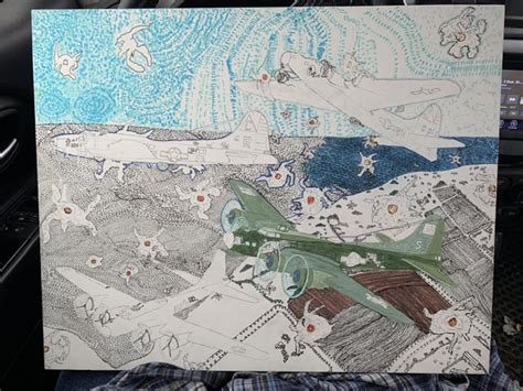 Been Working On This B17 Raid For The Last Week Really Excited To Finish It R Drawing