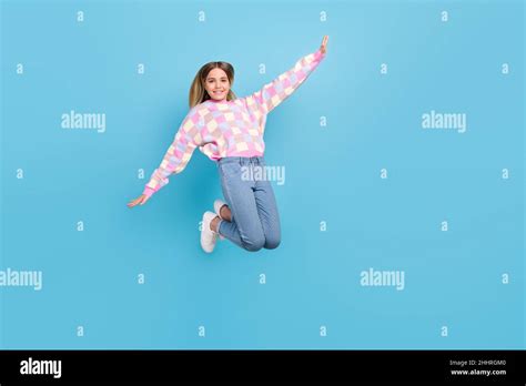 Full Length Body Size View Of Attractive Funny Girly Cheerful Girl