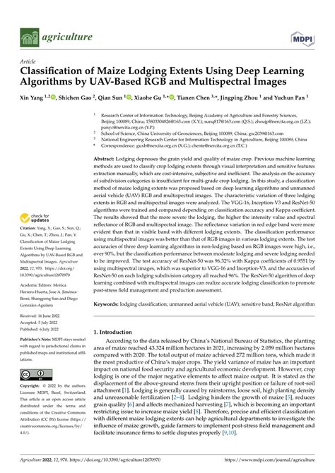 Pdf Classification Of Maize Lodging Extents Using Deep Learning Algorithms By Uav Based Rgb
