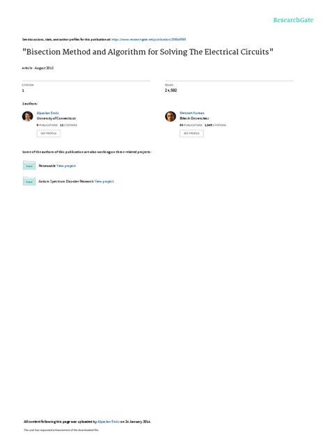 Bisection Method And Algorithm For Solving The Electrical Circuits