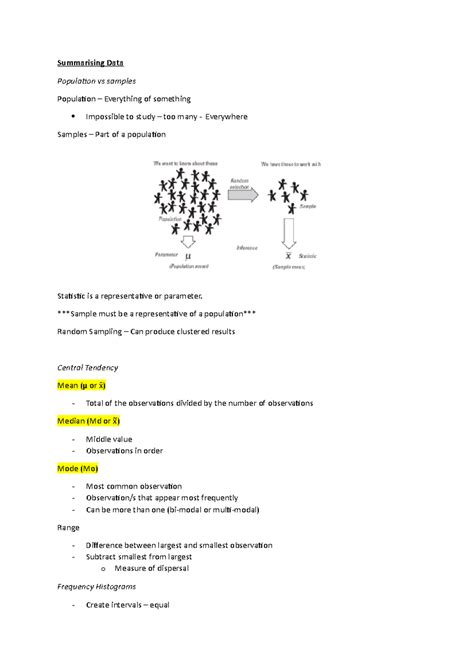 Summarising Data 07 10 19 Summarising Data Population Vs Samples Population Everything Of