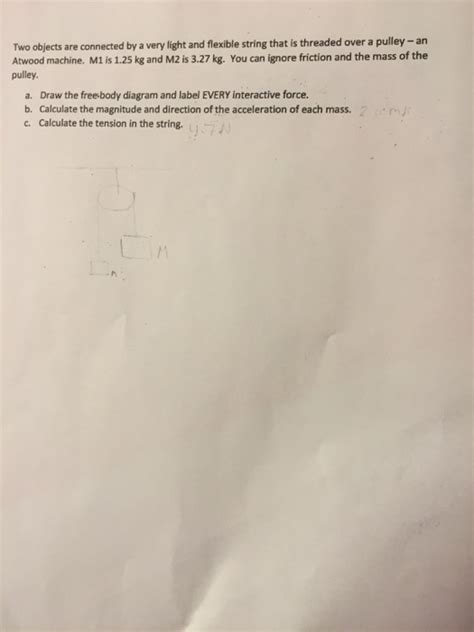 Solved Two Objects Are Connected By A Very Light And Chegg