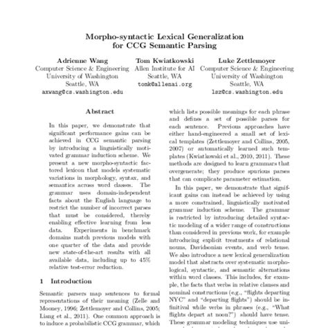 Morpho Syntactic Lexical Generalization For Ccg Semantic Parsing Acl Anthology