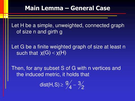 Ppt Lower Bounds On The Distortion Of Embedding Finite Metric Spaces In Graphs Powerpoint