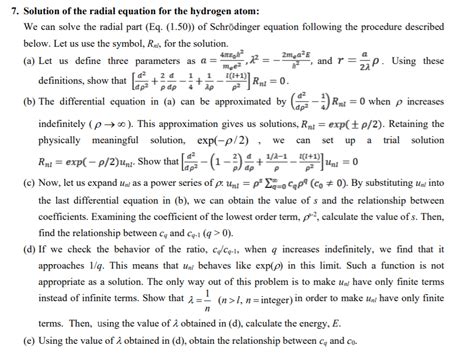 Solved 22 Mee 1 Can 7 Solution Of The Radial Equation For Chegg Com