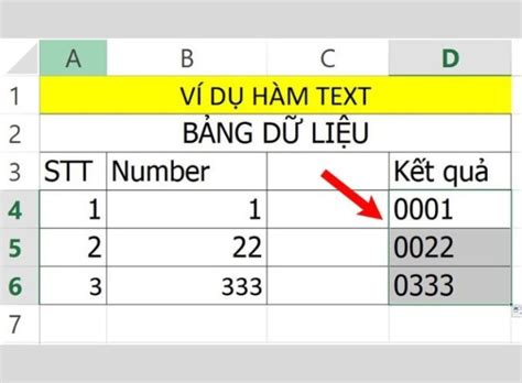 hàm text trong excel chuyển dữ liệu số thành dạng văn bản
