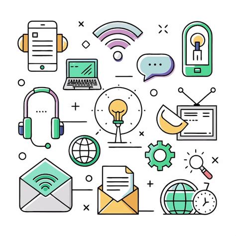 Premium Vector Colorful Doodle Icons Representing A Variety Of