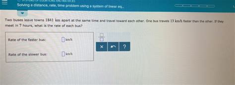 Solved Solving A Distance Rate Time Problem Using A System