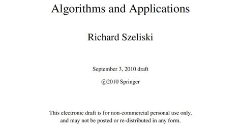 Computer Vision Algorithms And Applications Richard Szeliski
