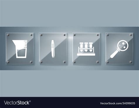 Set Microorganisms Under Magnifier Test Tube Vector Image