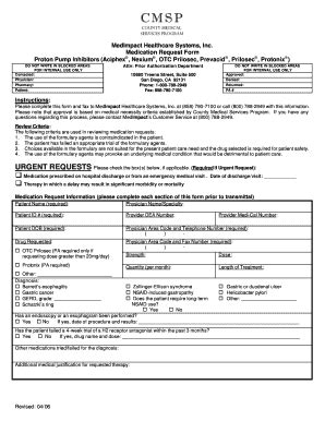 Medimpact Proton Pump Inhibitors Request Form Blank Fillable Template