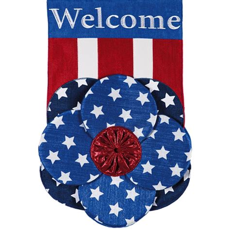 Evergreen Burlap Garden Flag Patriotic Flower