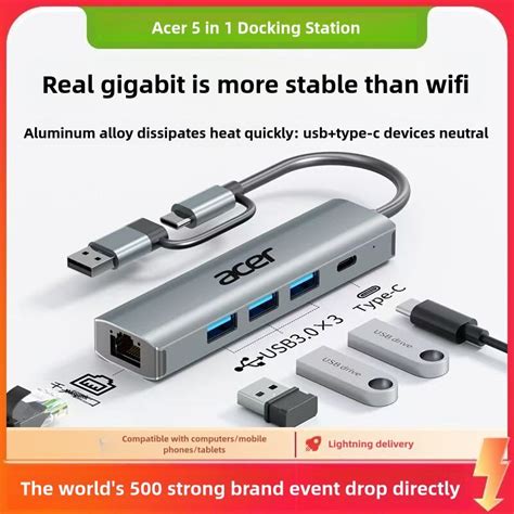 Acer Typec Expansion Dock Gigabit Ethernet Port Usb Converter Laptop 3 0usb Multi Port Expansion