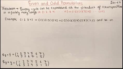 Permutation Group Part 7 Even And Odd Permuataions Theorem Examples Lecture 67 Theta Classes