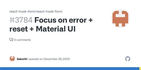 Focus On Error Reset Material Ui · Issue 3784 · React Hook Form
