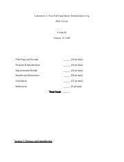 LAB 2 Free Fall Experiment Docx Laboratory 2 Free Fall Experiment Determination Of G PHY 215