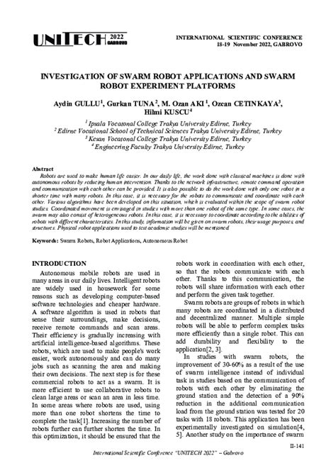 Pdf Investigation Of Swarm Robot Applications And Swarm Robot Experiment Platforms