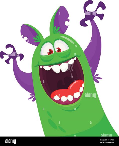 Cartoon Blob Monster Halloween Vector Illustration Of Excited Monster
