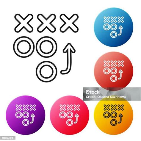 흰색 배경에 격리된 검은 색 선 계획 전략 개념 아이콘입니다 축구 또는 미식 축구 컵 형성 및 전술 아이콘 다채로운 원 버튼을 설정합니다 벡터 일러스트레이션 0명에 대한