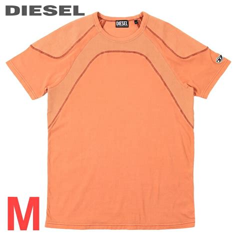 【楽天市場】 Diesel ディーゼル メンズ ワンポイントオーバルd刺繍ロゴ リブ切替 半袖tシャツ カットソー【t Riby】【サイズm】【オレンジ系】die M T F4 409