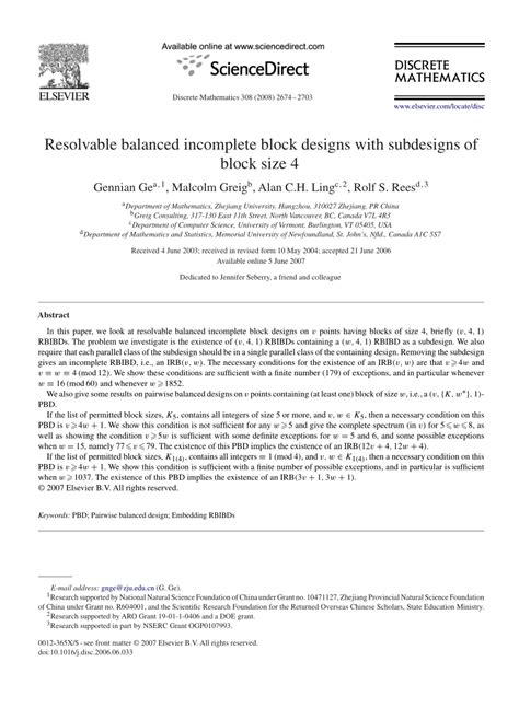 pdf resolvable balanced incomplete block designs with subdesigns of