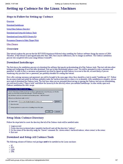 Setting Up Cadence For The Linux Machines Download Free Pdf