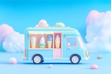 매직 아이스크림 트럭 일러스트 무료 다운로드 Lovepik
