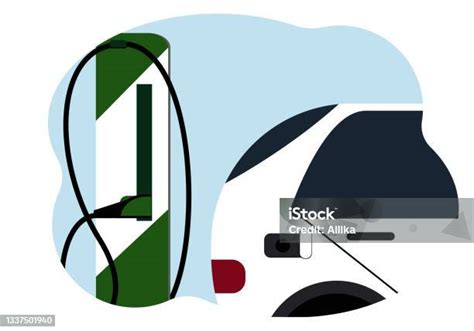 전기 자동차용 현대적인 충전소와 인근 자동차 의 일러스트레이션 0명에 대한 스톡 벡터 아트 및 기타 이미지 0명 거리 경제 Istock