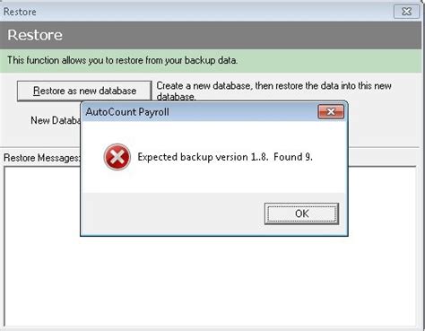 Troubleshooting Payroll Restore Failed Error Expected Backup Version 18 Found 9