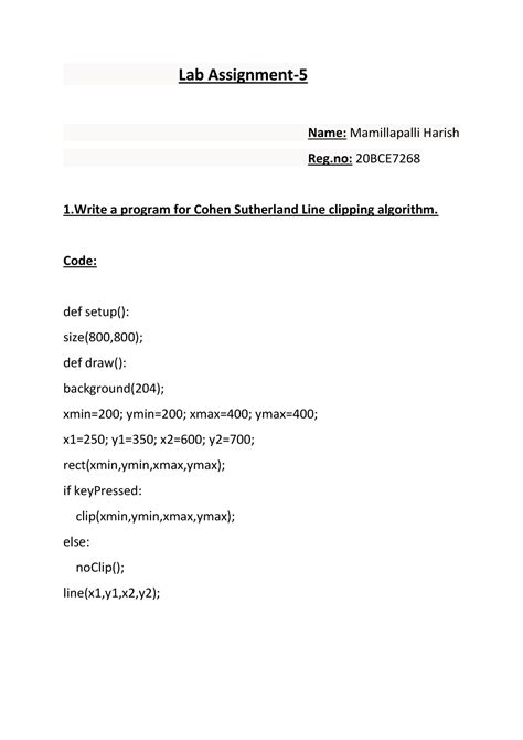 Cg Assignment From Computer Graphics Lab Assignment Name Mamillapalli Harish Reg 20bce 1 A