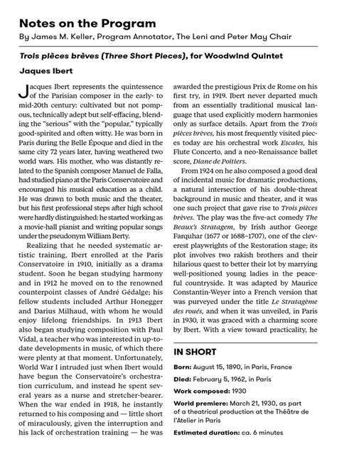 Notes On The Program Jaques Ibert Pdf Classical Music Performing Arts