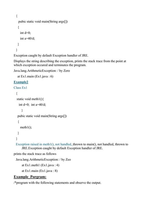 Exception Handling Notes In Java Exception Pdf Programming