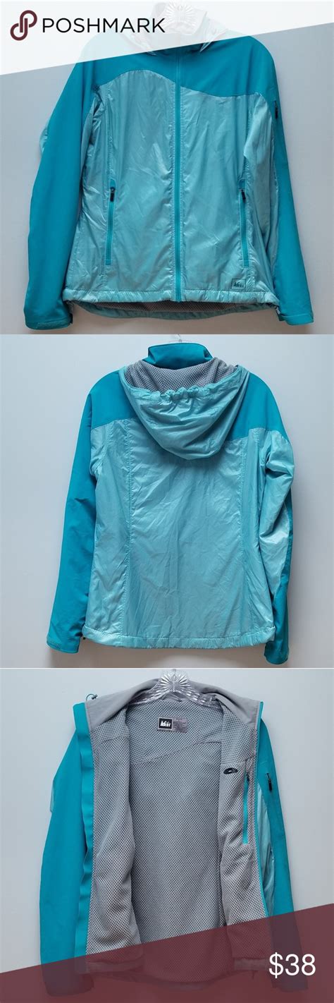 Rei Teal And Seafoam Hooded Windbreaker Sz S In 2024 Windbreaker