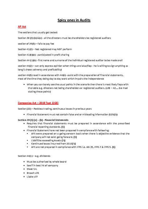 Audit Passing Document Spicy Ones In Audits Ap Act The Sections That