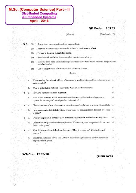 University Of Mumbai Msc Computer Science Part Ii Distributed Computing And Embedded Systems