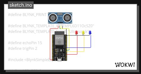 Sensor Ultrasonik Blink Wokwi Esp32 Stm32 Arduino Simulator