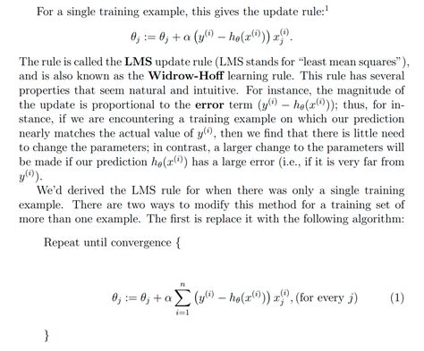 Understanding Lms Algorithm In Andrew Ngs Stanford Cs229 R