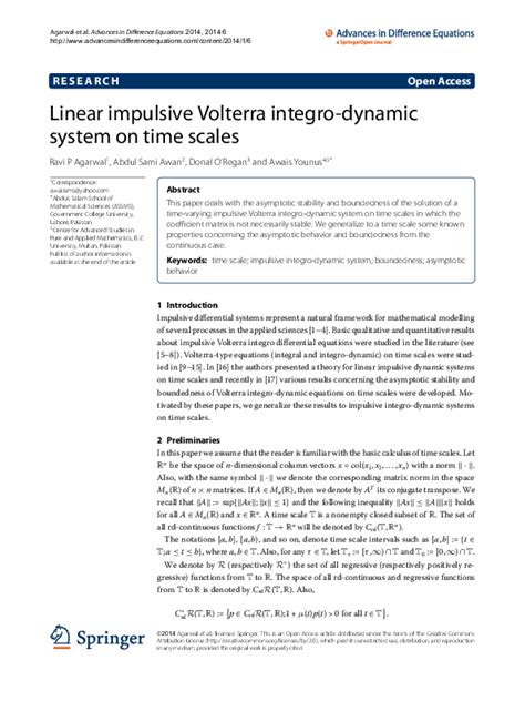 Pdf Linear Impulsive Volterra Integro Dynamic System On Time Scales