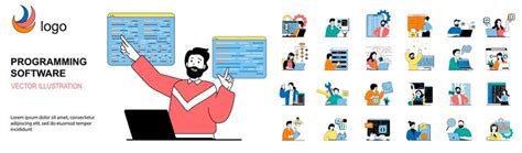 Premium Vector Programming Software Concept With Character Situations