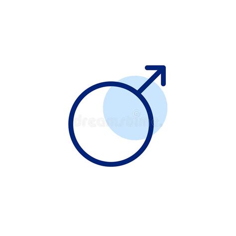 Male Gender Symbol Circle With Arrow Pixel Perfect Editable Stroke Line Icon Stock Vector