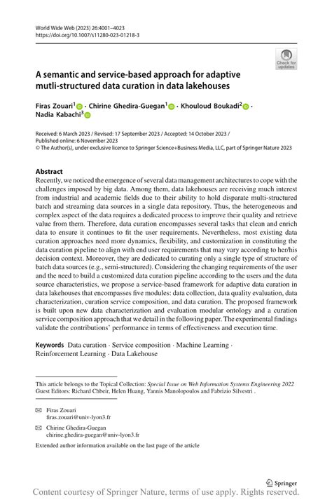 A Semantic And Service Based Approach For Adaptive Mutli Structured Data Curation In Data Lakehouses