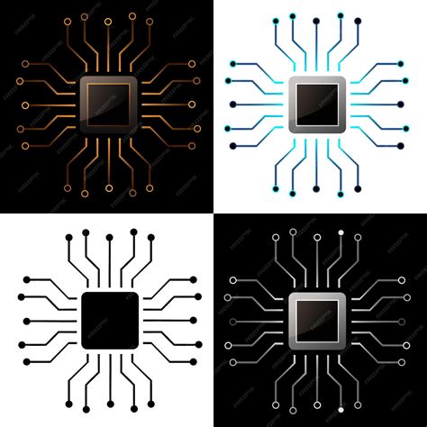 Premium Vector Microchip Icons Set Silhouette Isolated On White And Black Background Vector