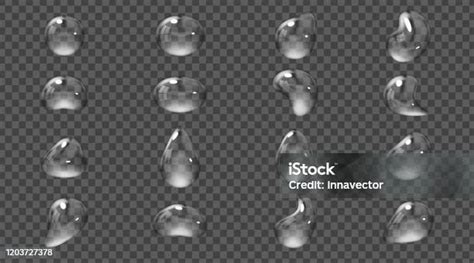 다양한 모양과 크기의 현실적인 세트 투명 방울 투명 한 배경에 격리 된 요소를 디자인 합니다 벡터 일러스트레이션 0명에 대한 스톡 벡터 아트 및 기타 이미지 Istock