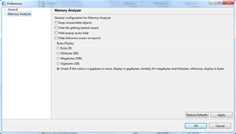 Memory Analyzer Configuration
