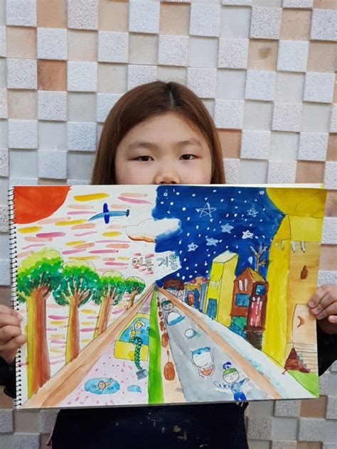 바스키아 미술 교습소 어린이 그림 그리기 1점투시 유아 미술