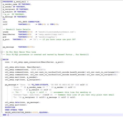 Plsql For Sending Email With Mandrill Api Oracle Utlsmtp With